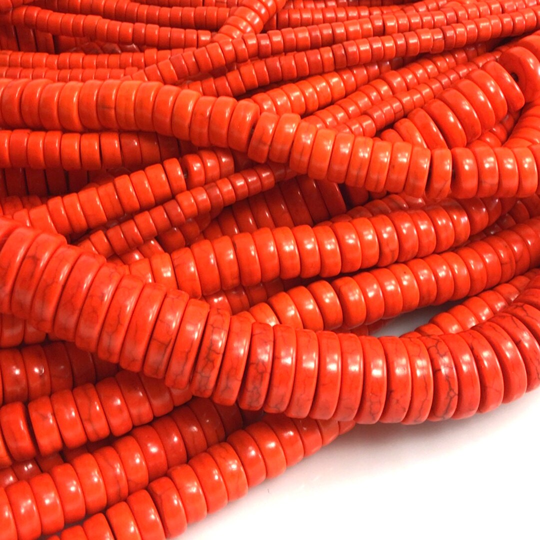 Orange Turquoise Disc Beads Howlite Turquoise Heishi Bead Magnesite ...