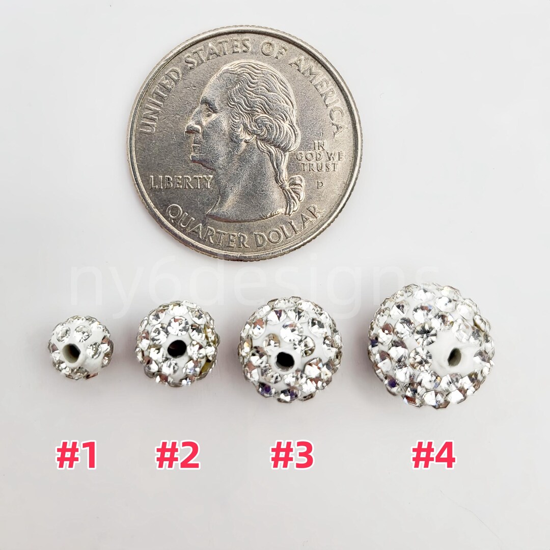 Rhinestone Silver Ball Silver Sphere Finding Round Spacer Beads 12pcs ...