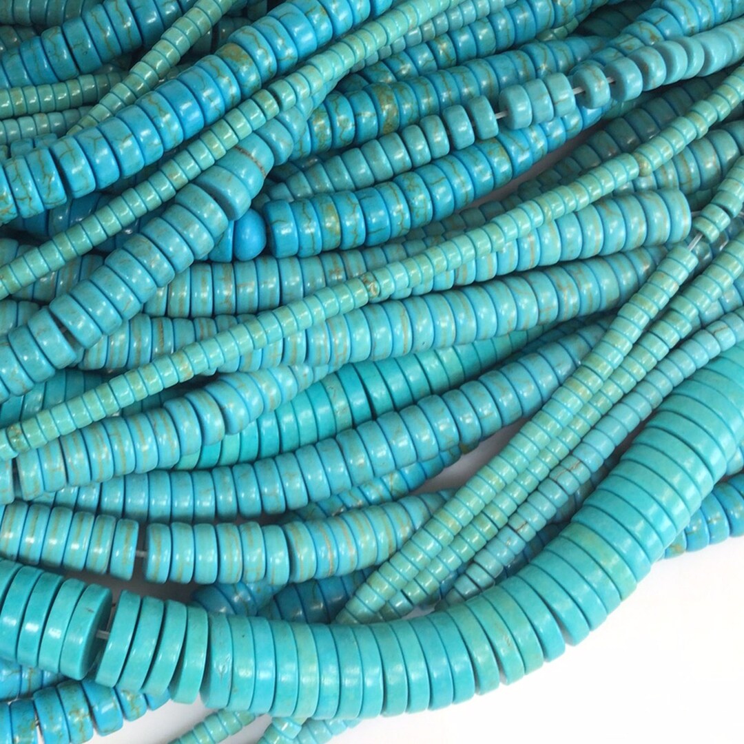 Turquoise Heishi Beads: Howlite, Magnesite Rondelle Beads 4-12mm 15" - Etsy
