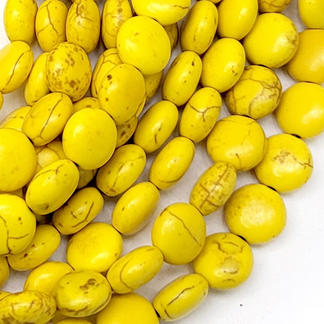 Yellow Coin Bead Magnesite Turquoise Howlite Coin Bead 15" Inch Strand ...