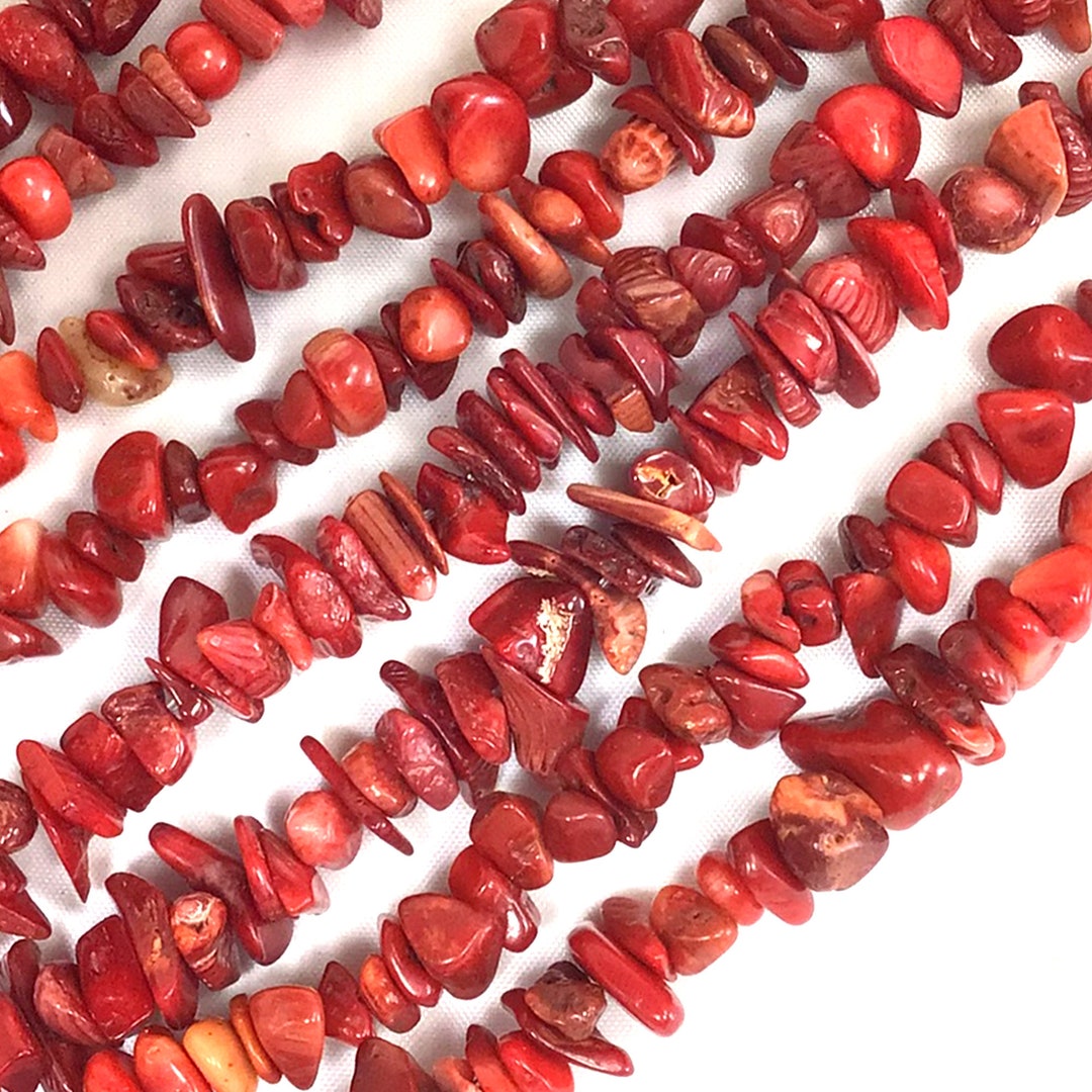 Red Coral Chip Beads 30" Strand 7-10mm - Etsy