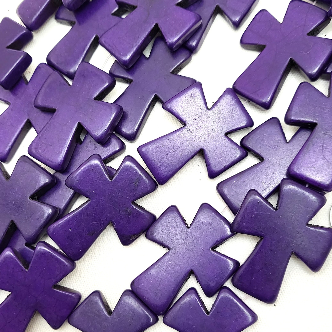 Puple Howlite Stone Cross Bead Cross Pendant 35x30mm 50x40mm 5pcs 10pcs ...