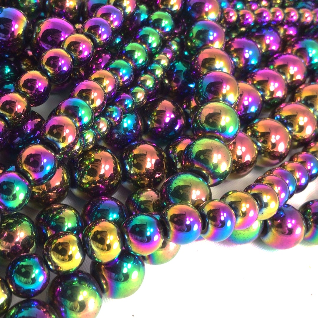Hematite Beads Shiny Hematite Rainbow Color Hematite Natural Gemstone ...