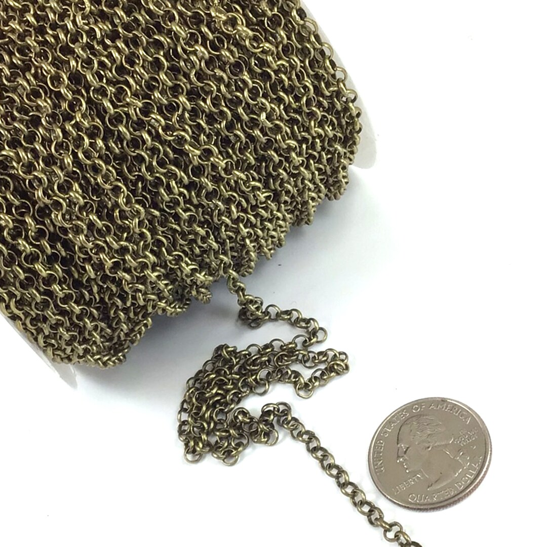 4mm Rolo Chain Brass Bronze Rolo Chain 4mm Belcher Chain Necklace Sold ...