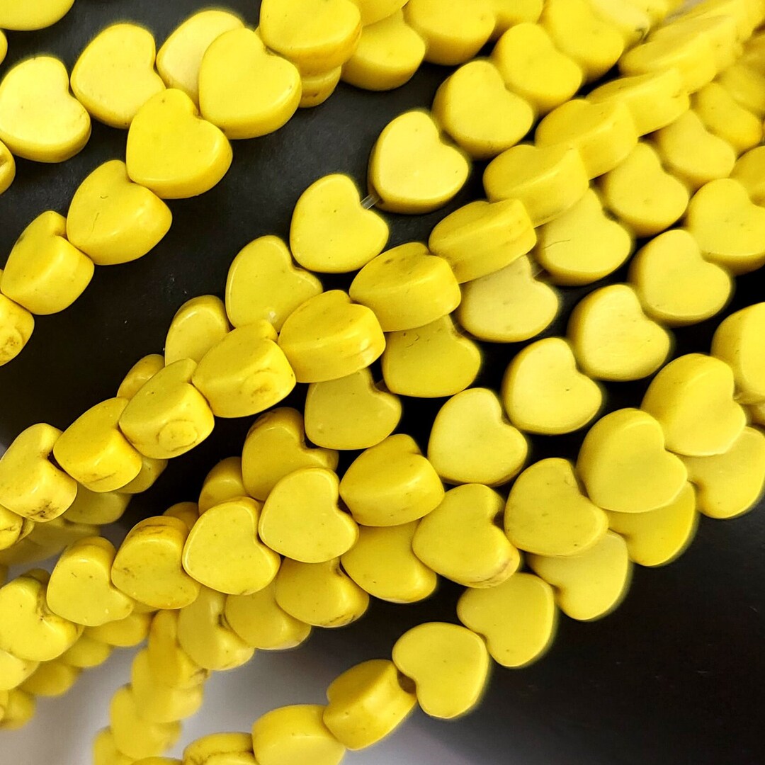 Yellow Heart Charm Turquoise Bead Yellow Howlite Magnesite Turquoise ...