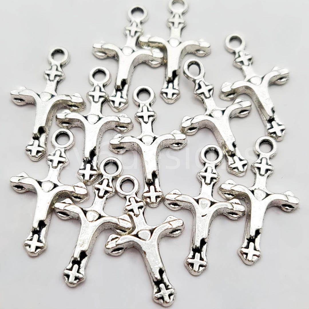Silver Jesus Christ Crucifix Cross 18x11x2mm - DIY Jewelry Making 12pcs ...