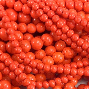 Orange Howlite Turquoise Magnesite Turquoise Genuine Gemstone Round ...