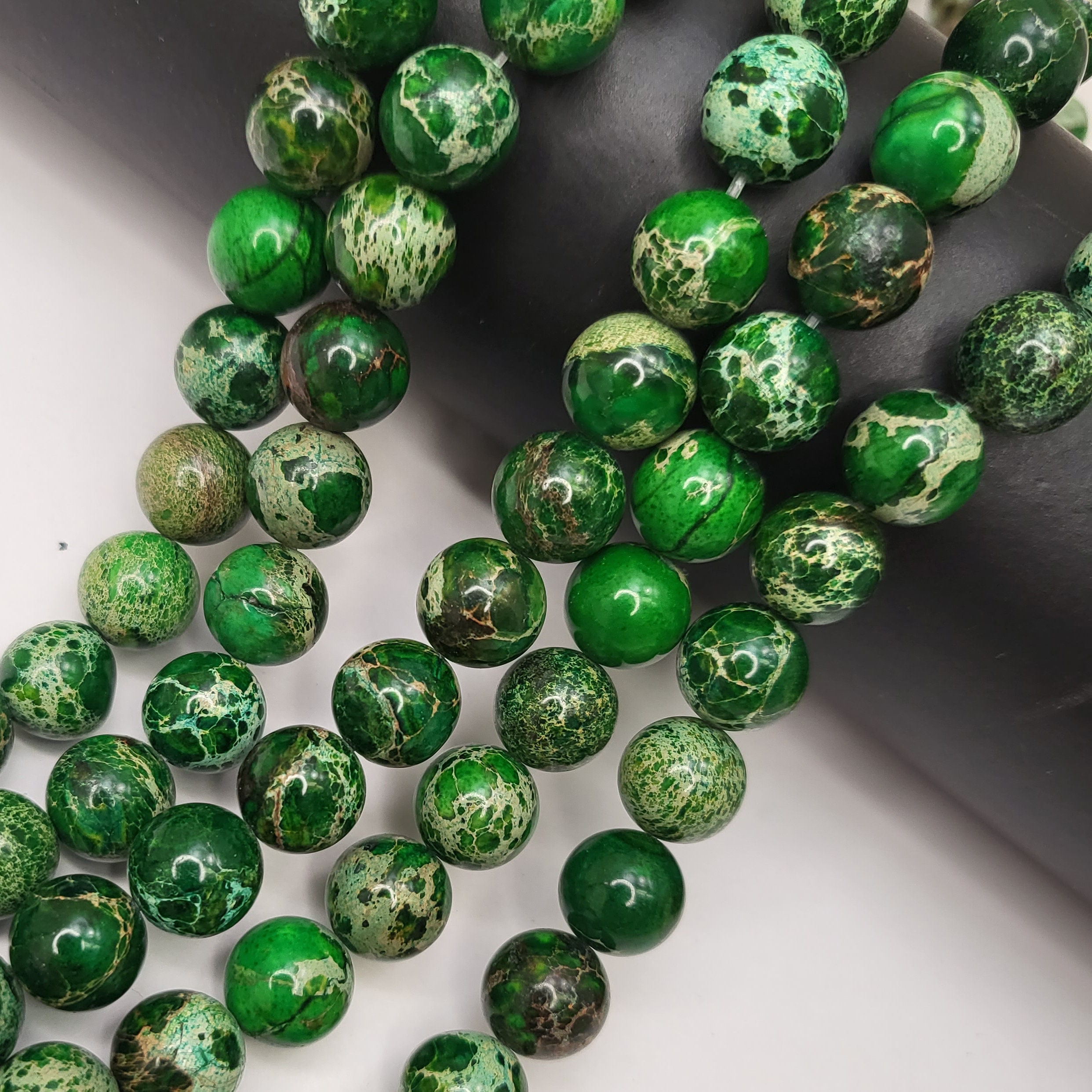 Green Sea Sediment Jasper Beads Natural Gemstone 15
