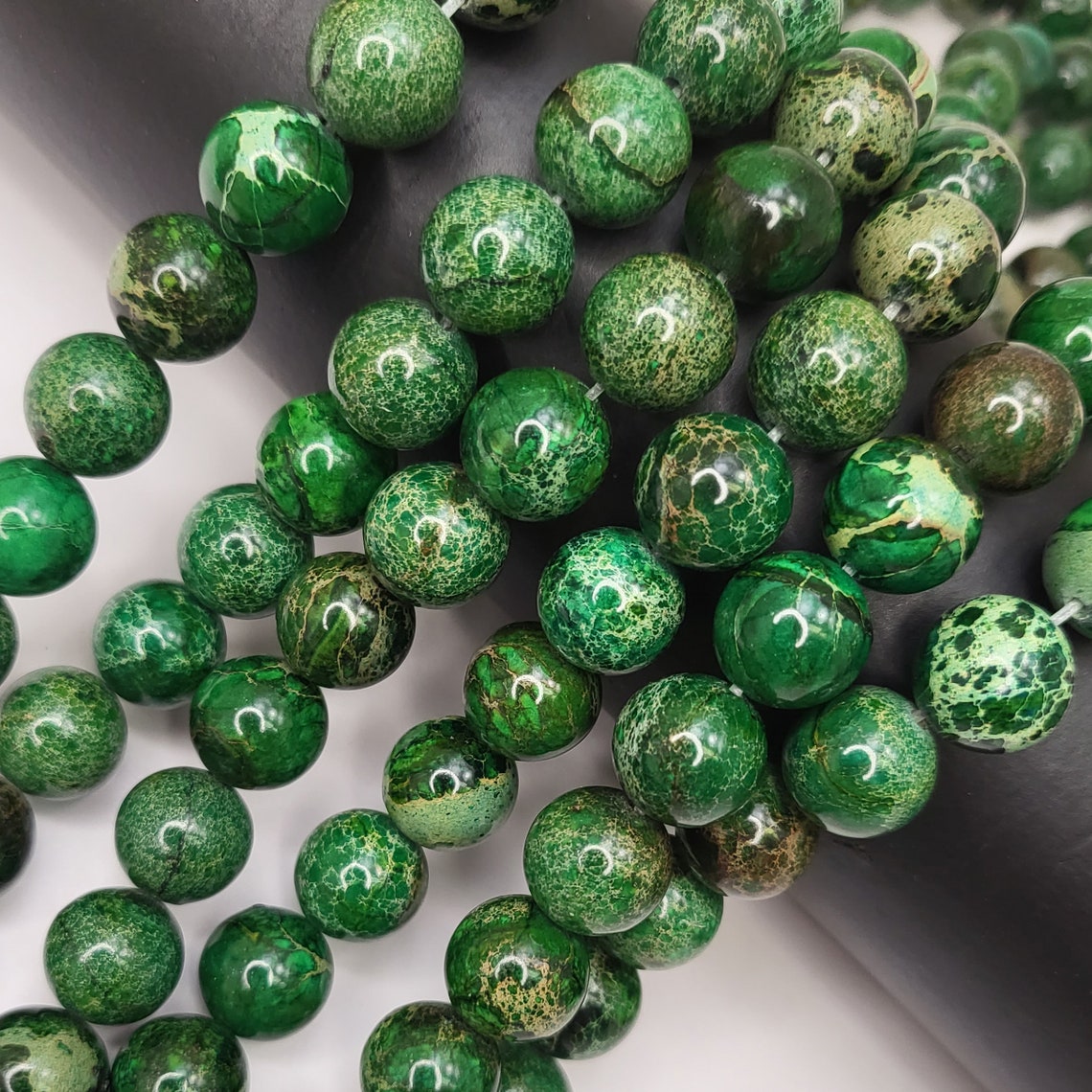Green Sea Sediment Jasper Beads Natural Gemstone 15
