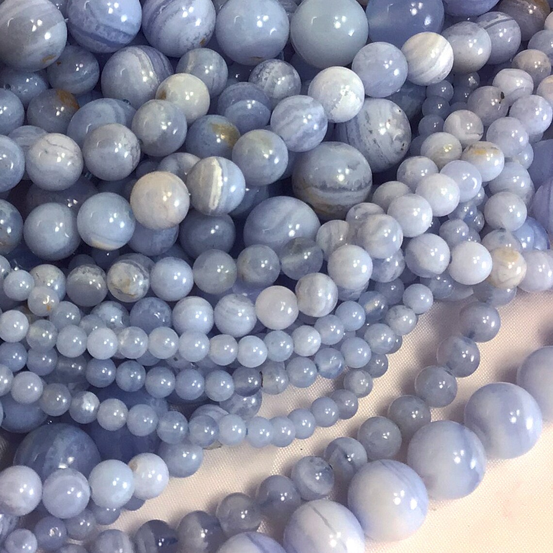 Blue Lace Agate Beads Grade AA Gemstone 4-12mm 15
