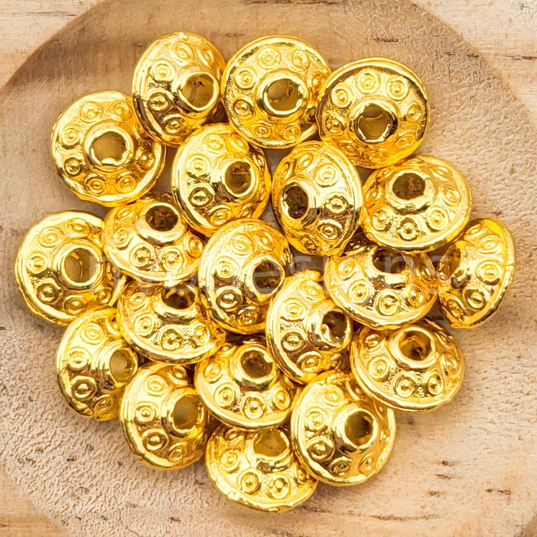 Gold Pewter Wheel Spacer Beads 6x4mm Findings Supply for DIY Jewelry ...