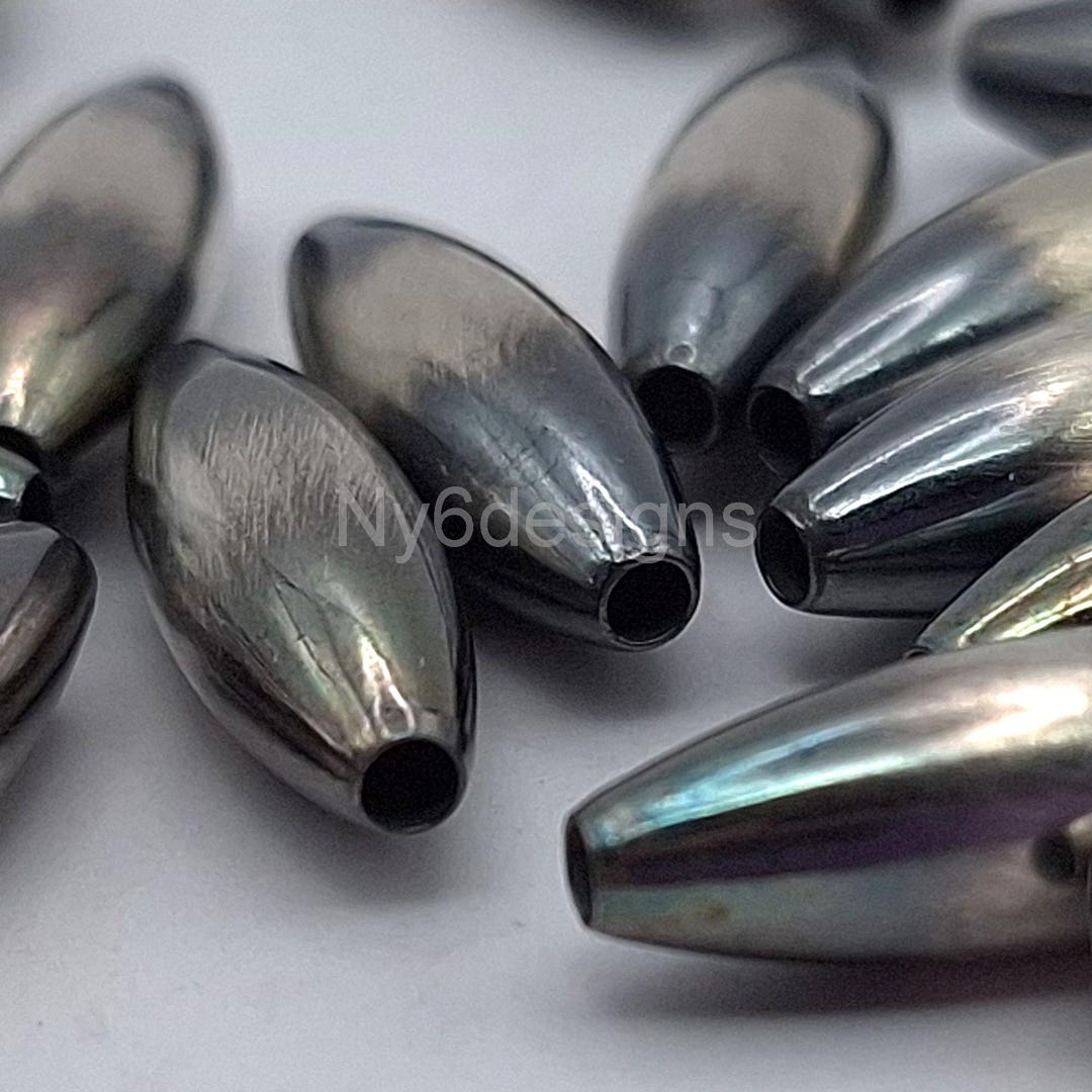 Navajo Torpedo Pearl Beads 6x18mm Sterling Silver Handmade Beads Native ...