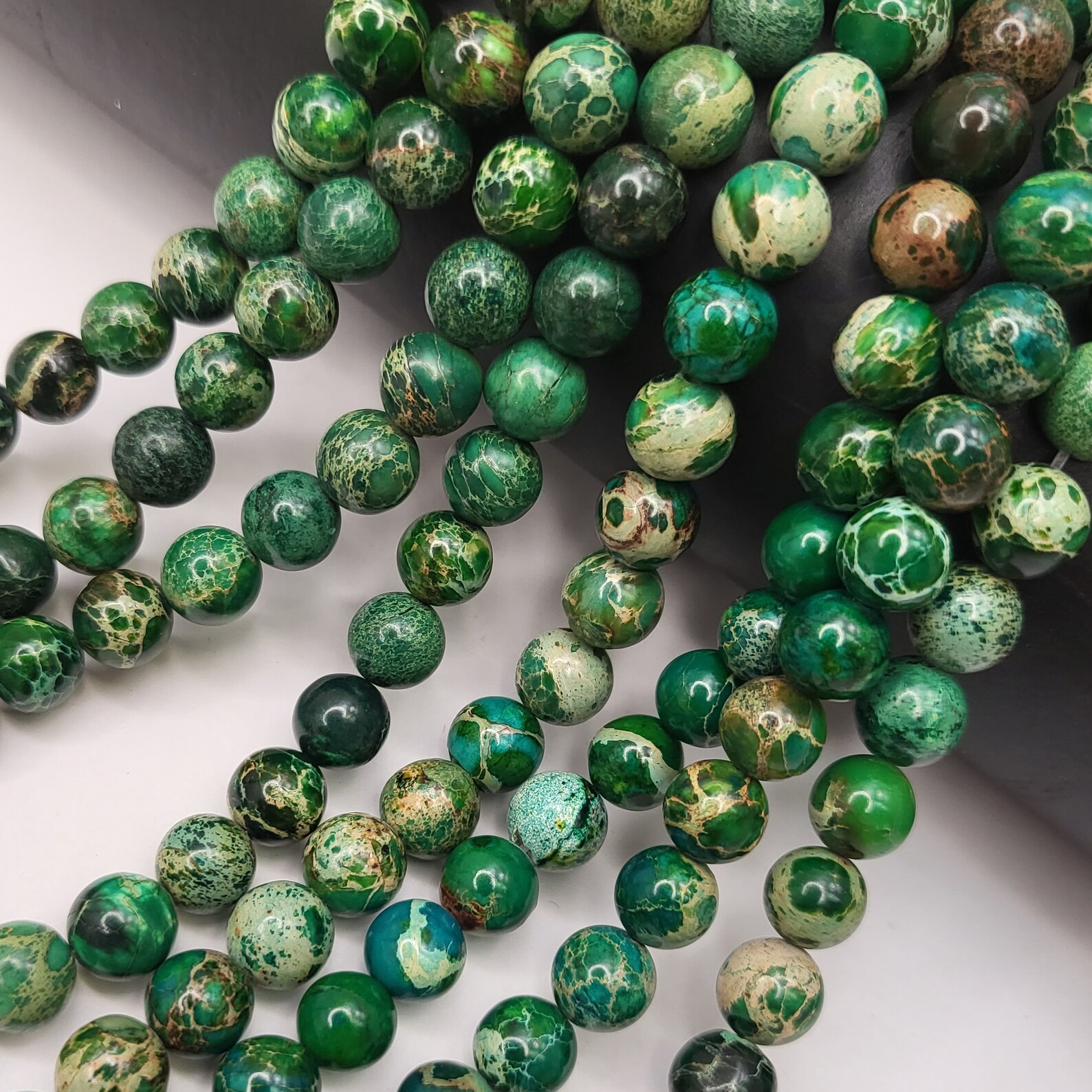 Green Sea Sediment Jasper Beads Natural Gemstone 15