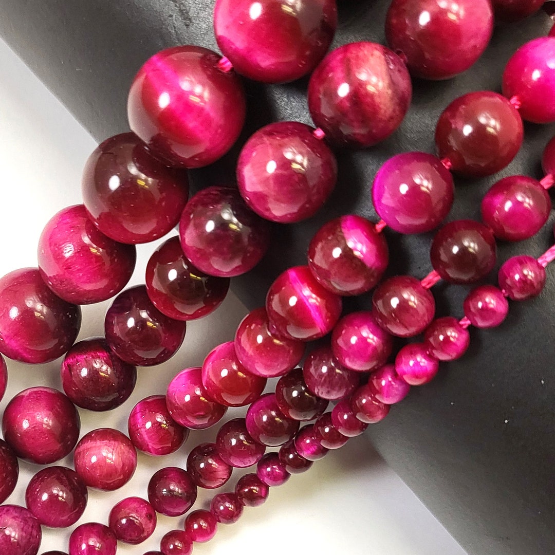 Tiger's Eye Bead Pink Tiger Eye Hot Pink Grade AA High Quality Natural ...