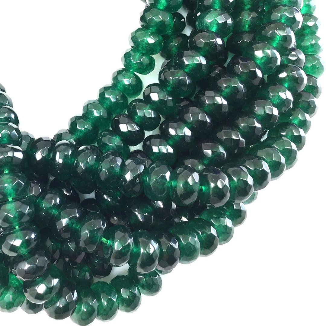 Green Jade Faceted Bead Rondelle Faceted Beads Natural Gemstone Loose ...