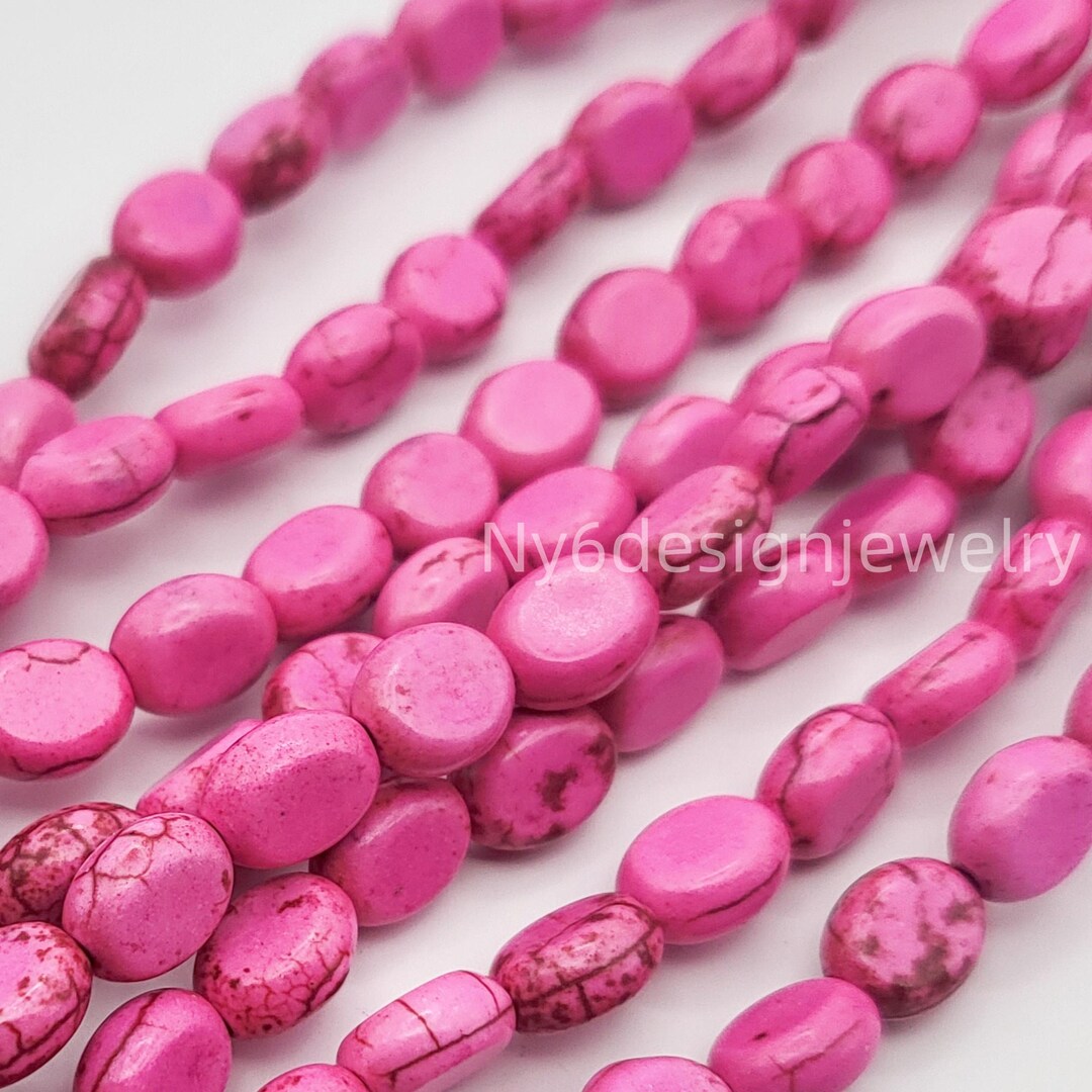 Pink 9x7mm Oval Bead AA Natural Gemstone Howlite Magnesite Turquoise ...