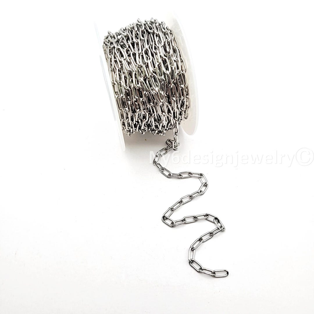 Stainless Steel 6x3mm Link Round Paperclip Chain Necklace Bracelet ...