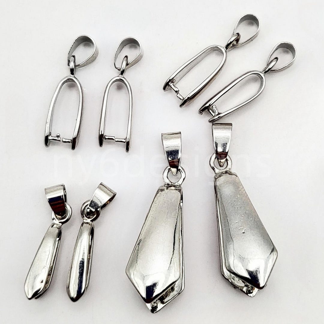 Large Silver Plated Pendant Bail Findings 2pcs 6pcs for DIY Jewelry ...