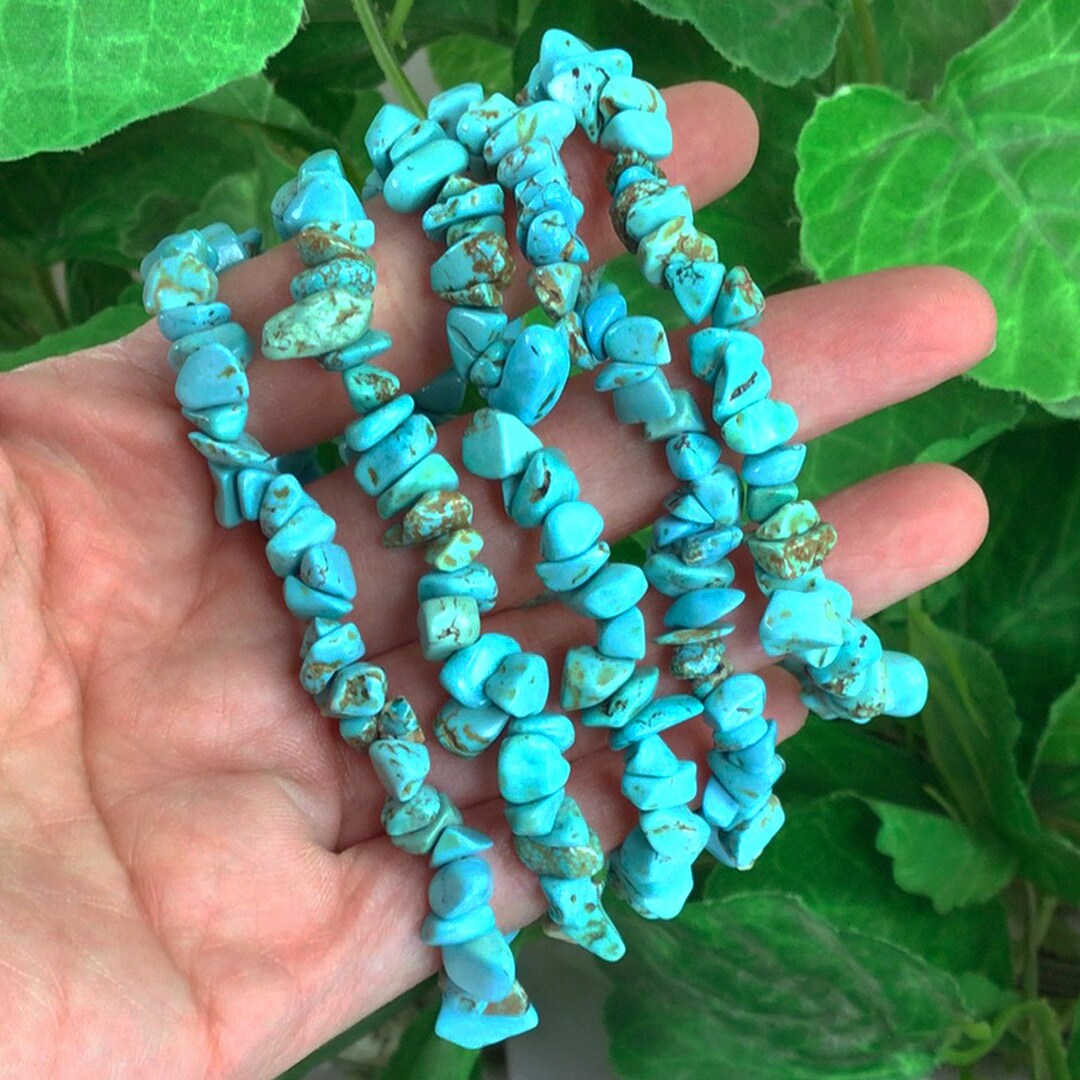 Magnesite Turquoise Chip Bracelets Stretch String Bracelet Blue Nugget ...