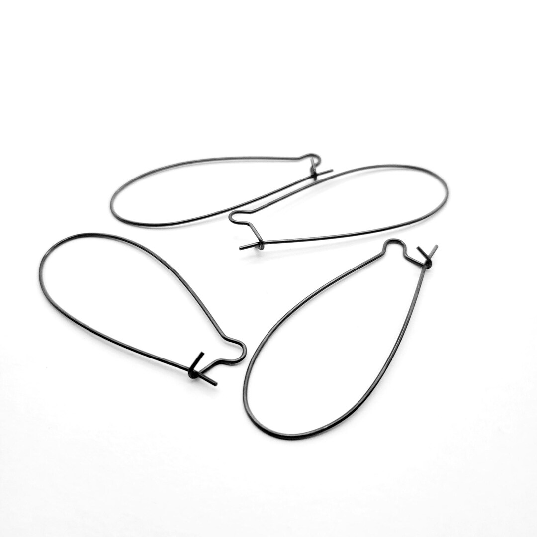 Large Gunmetal Kidney Ear Wires 45x17mm – 4pcs Earring Findings Dark ...