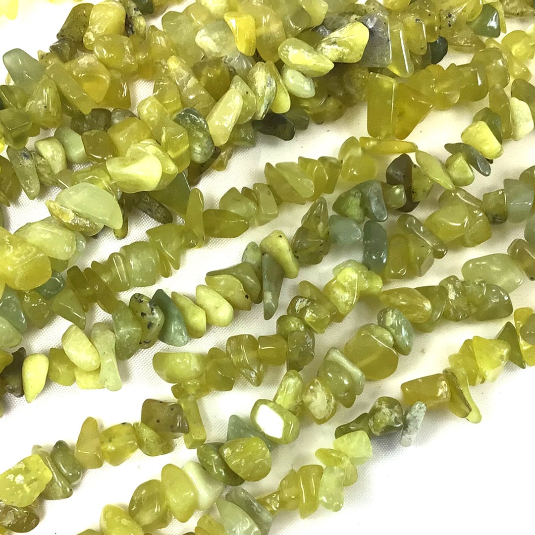 Lemon Yellow Jade Chip Bead Lemon Yellow Green Jade Nugget Pebble Chip ...