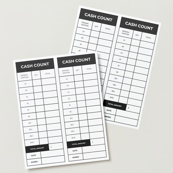 Cash Count Sheet - Etsy