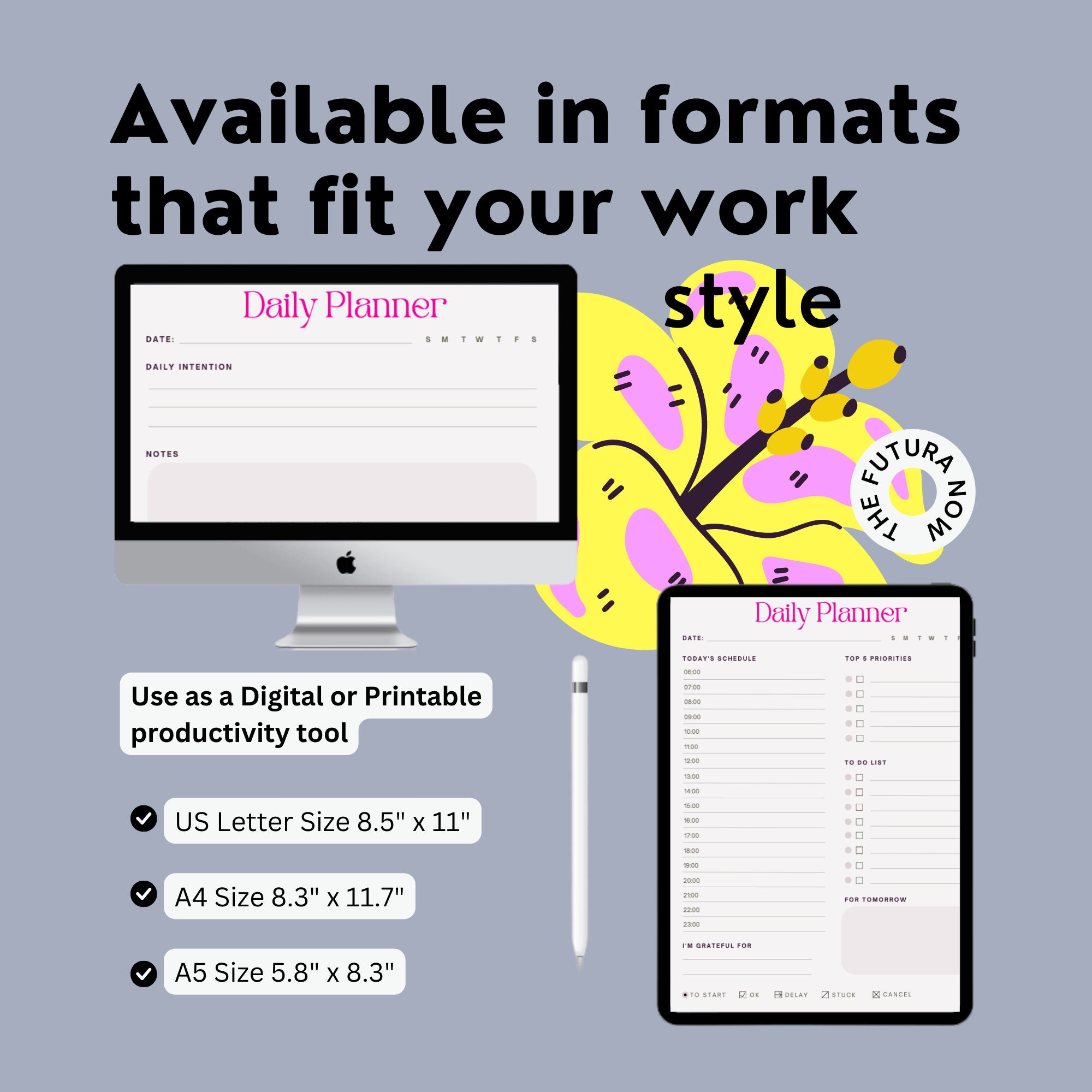 Printable Digital Daily Planner PDF Templates | Editable Daily Schedule ...