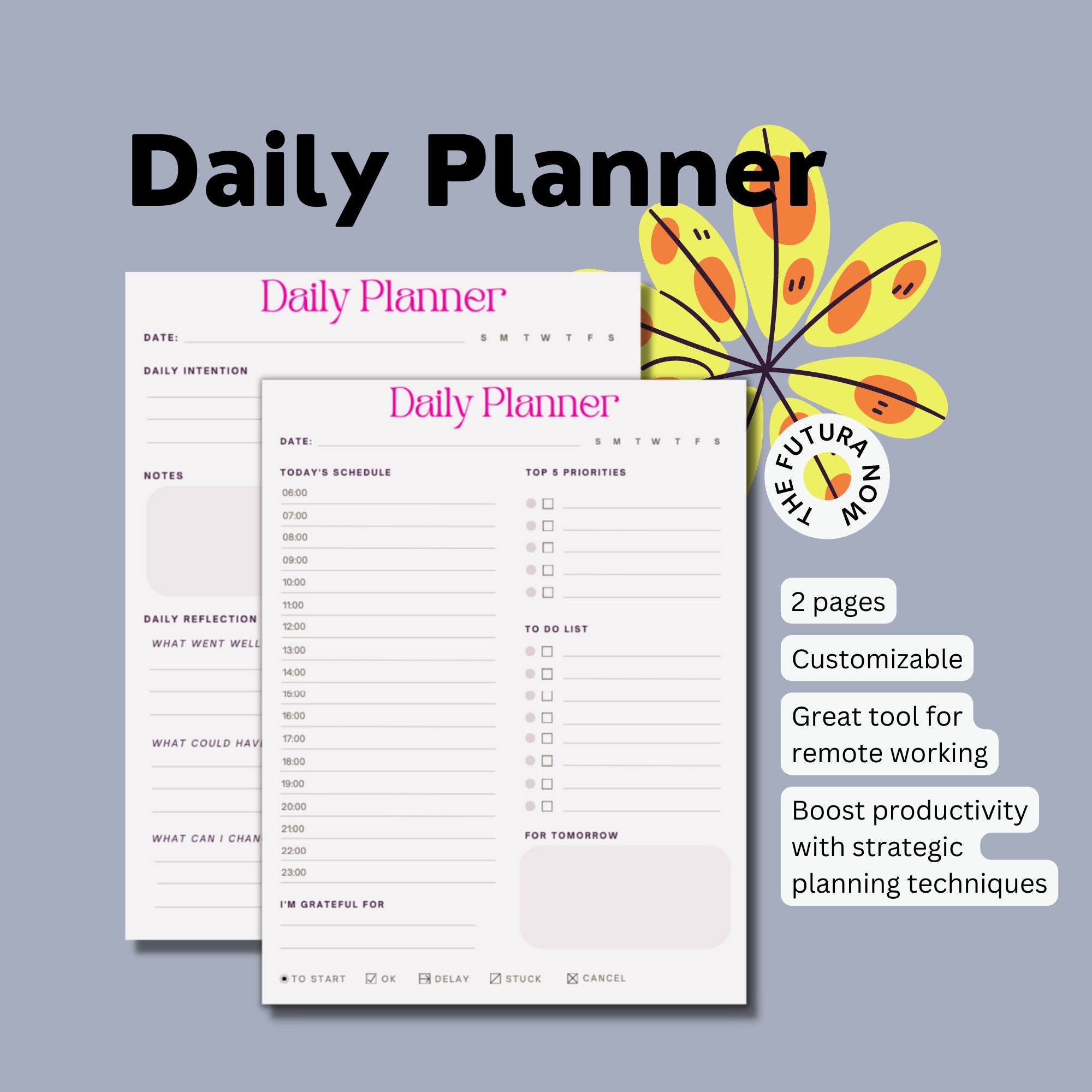 Printable Digital Daily Planner PDF Templates | Editable Daily Schedule ...