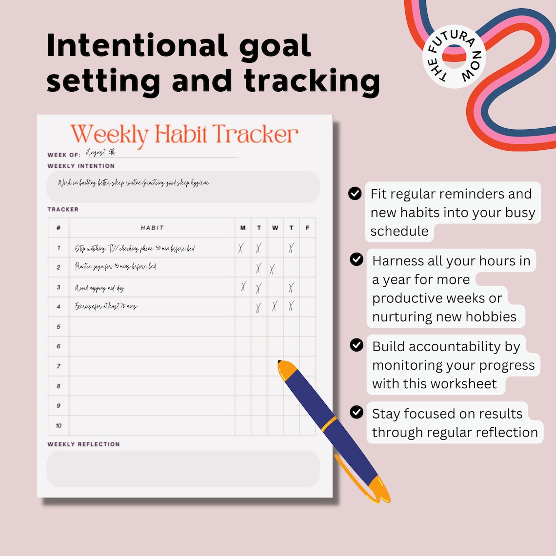 Printable Digital Weekly Habit Tracker PDF Templates | Editable Weekly ...