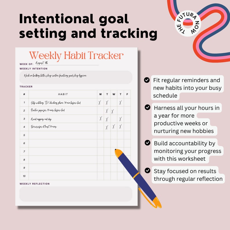 Printable Digital Weekly Habit Tracker PDF Templates | Editable Weekly ...