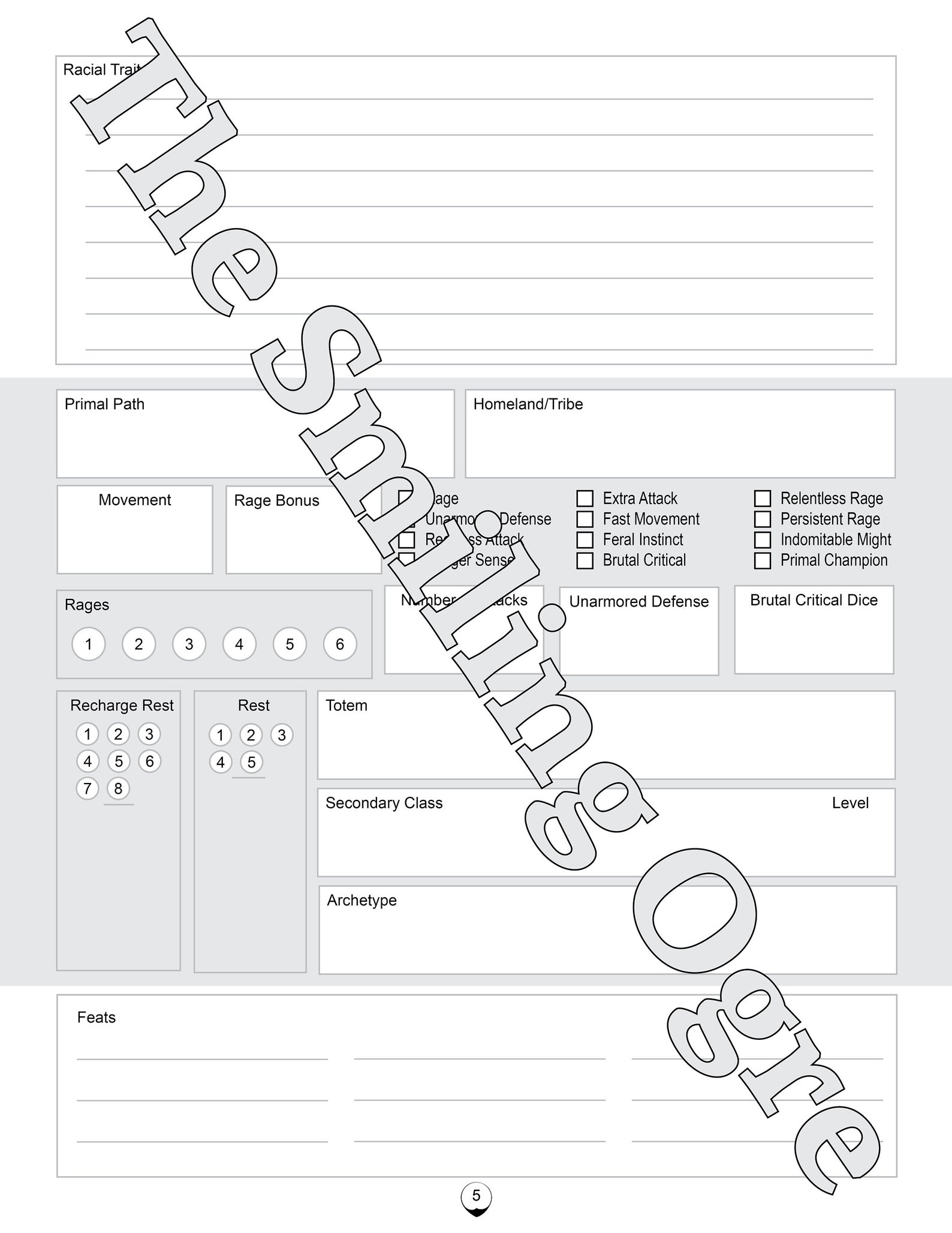 Barbarian Character Sheet, Dungeons and Dragons 5E (PDF, Digital ...