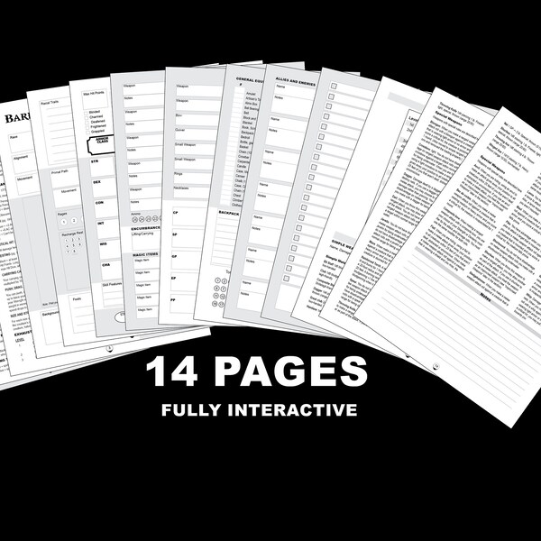 Dnd Class Specific Character Sheet - Etsy