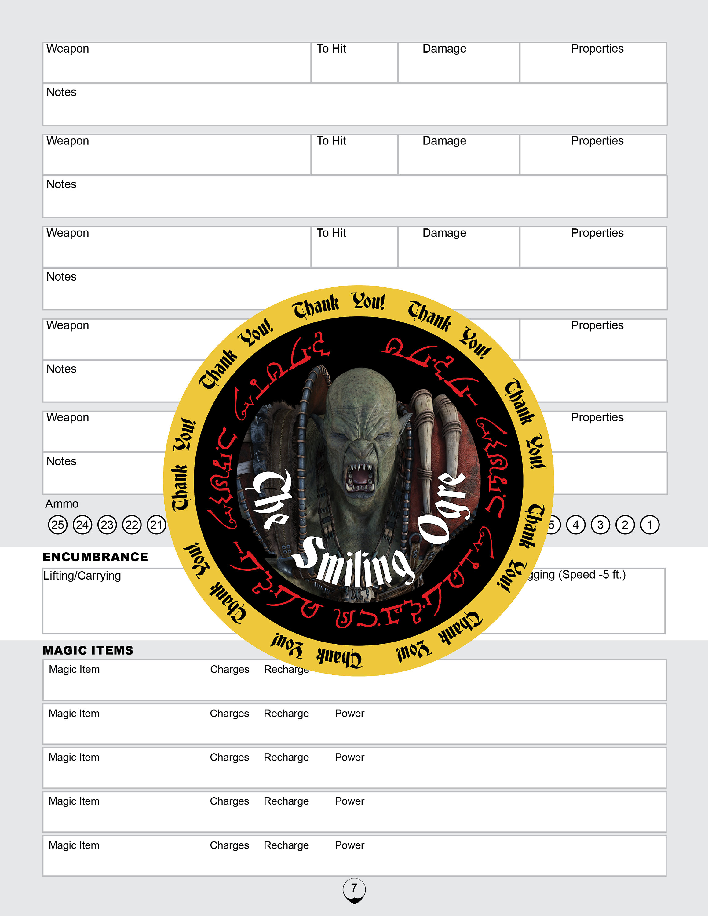 Paladin's Class-specific Character Record PDF Digital - Etsy