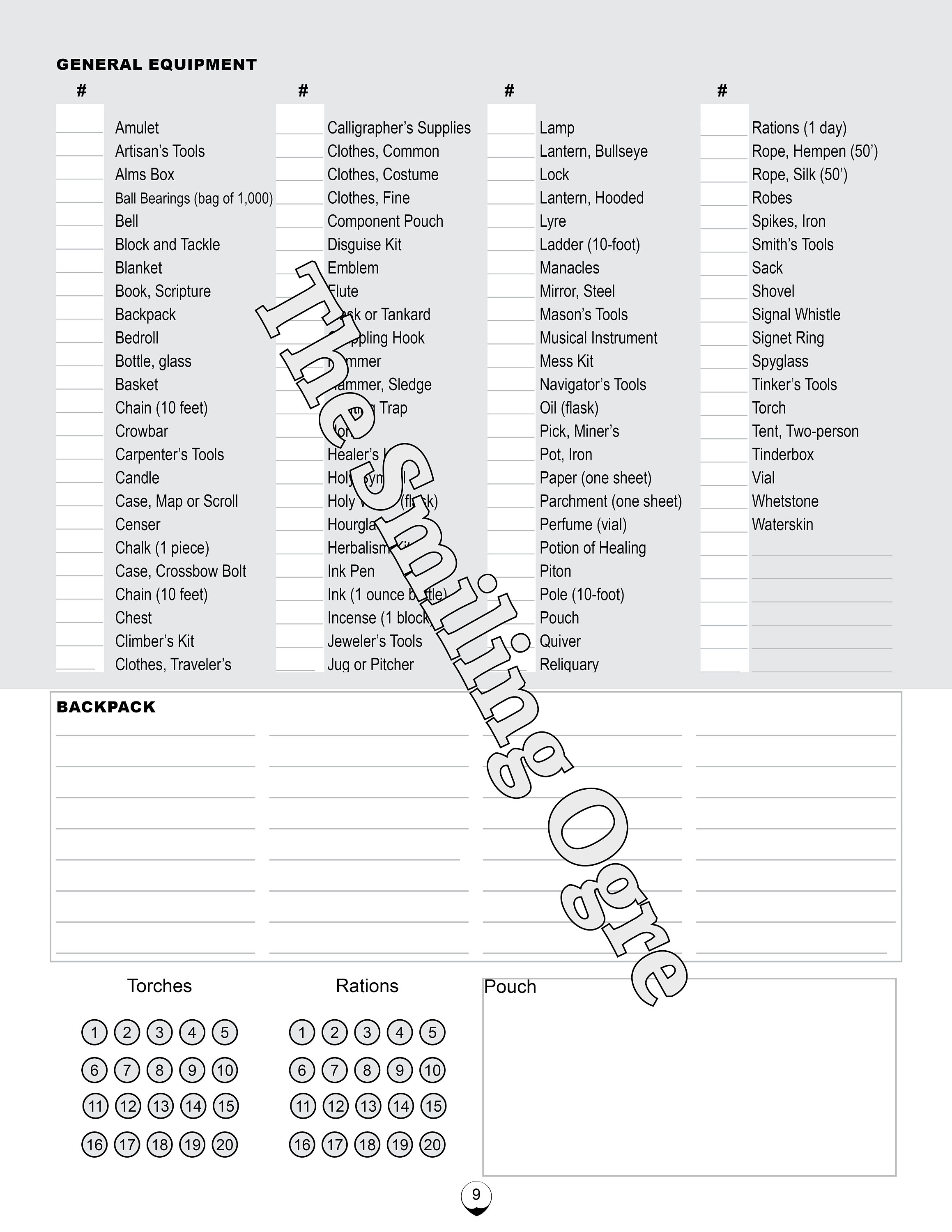 Monk Class-specific Character Record Sheets PGF, Digital Download Fully ...