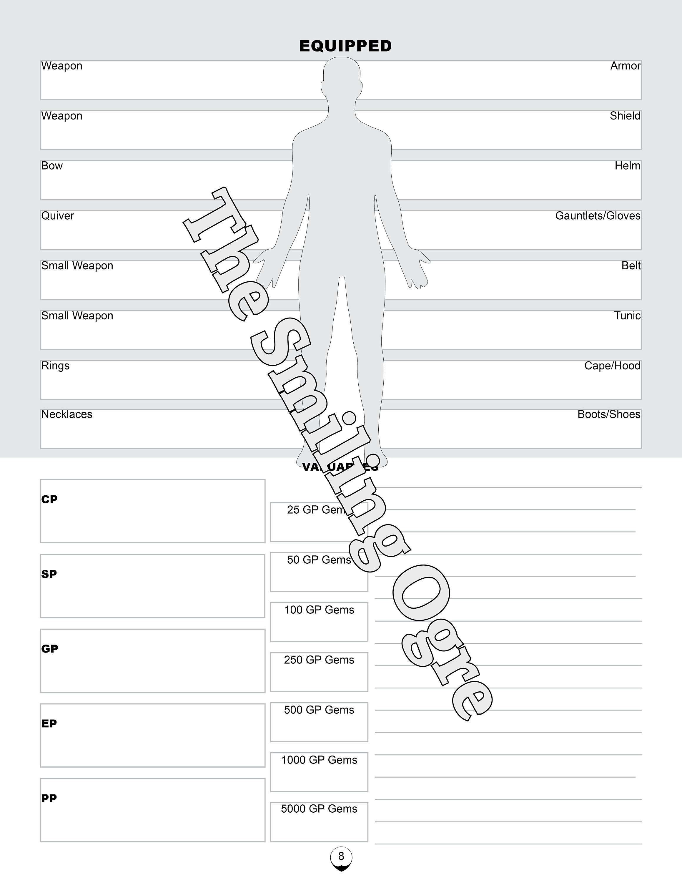 Monk Class-specific Character Record Sheets (PGF, Digital Download ...