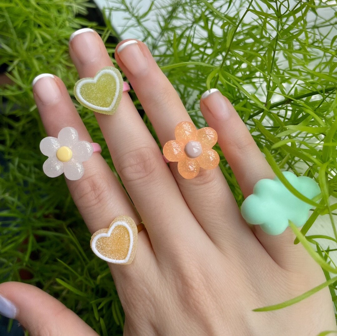 Kawaii Green Iced Heart Candy Ring With Adjustable Ring Cute - Etsy