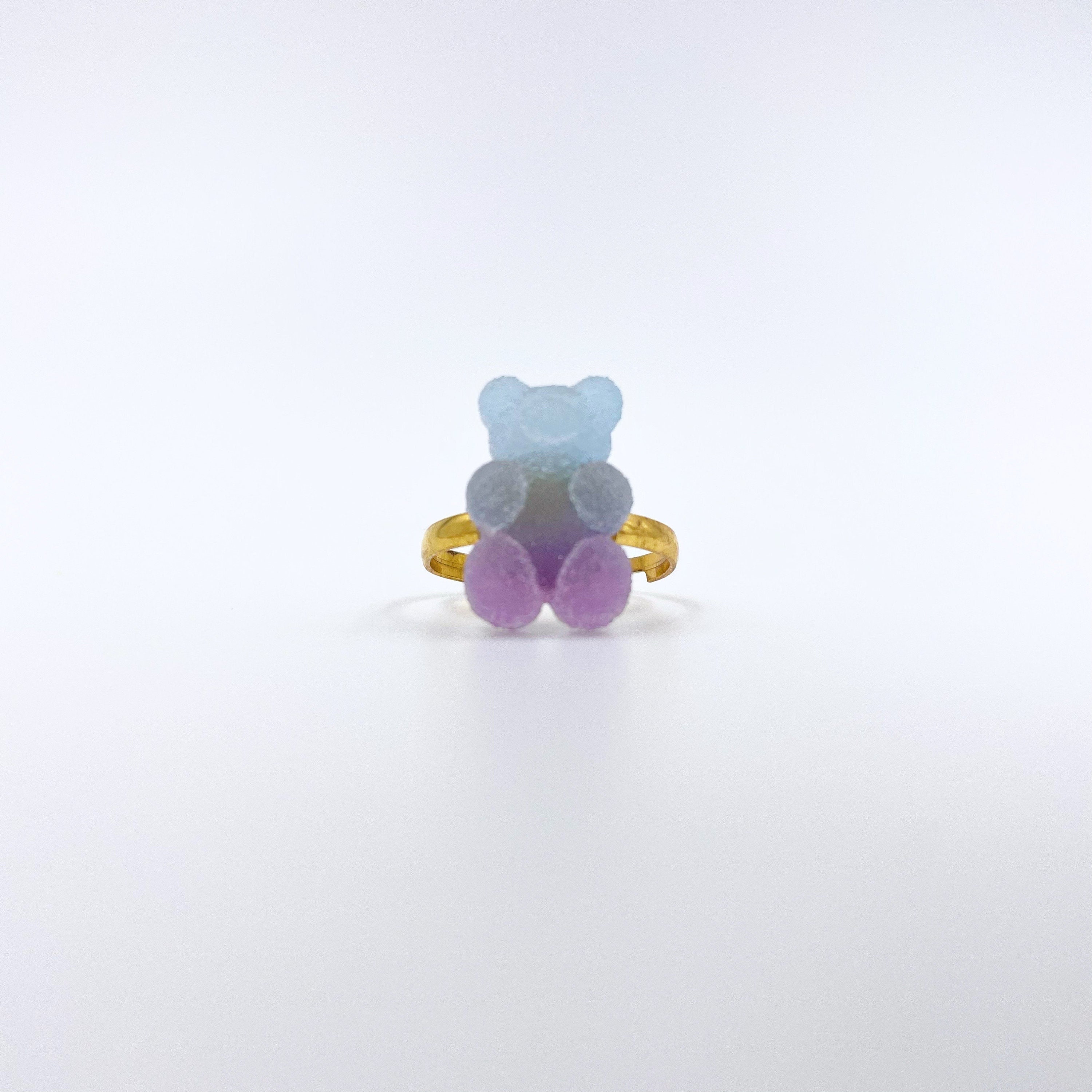Kawaii Ombre Purple & Blue Teddy Bear Candy Ring With - Etsy