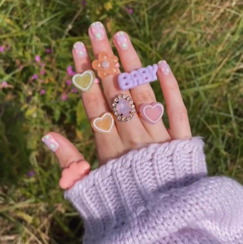 Kawaii Green Iced Heart Candy Ring With Adjustable Ring Cute - Etsy