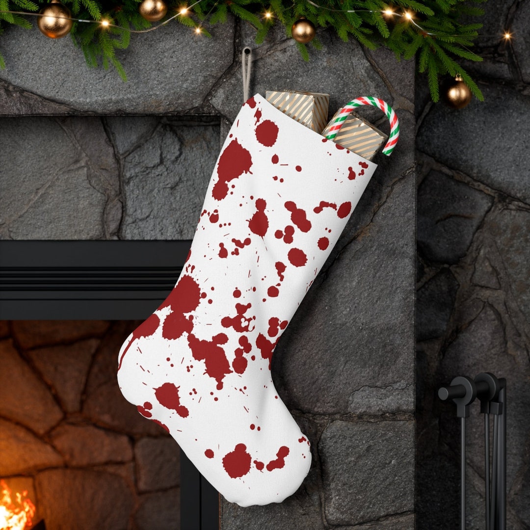 Blood Splatter Christmas Stocking, Functional Holiday Decor, Spooky ...