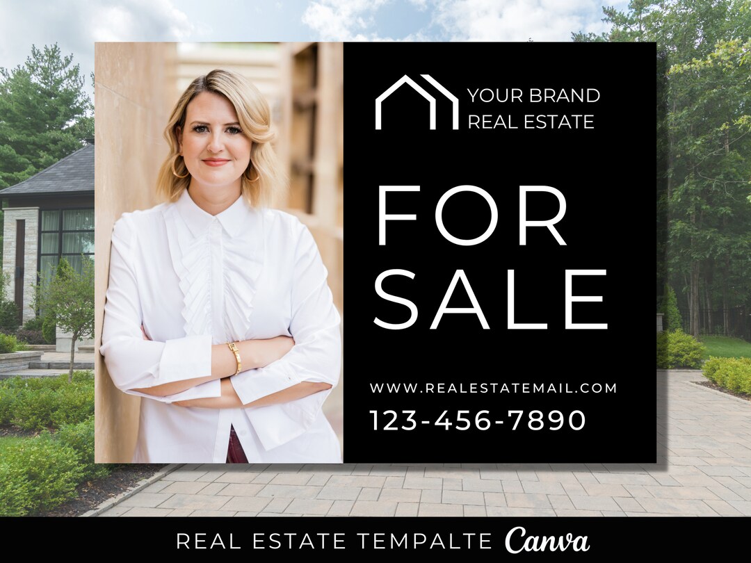 Real Estate Yard Sign Template Modern Realtor for Sale Sign Canva ...