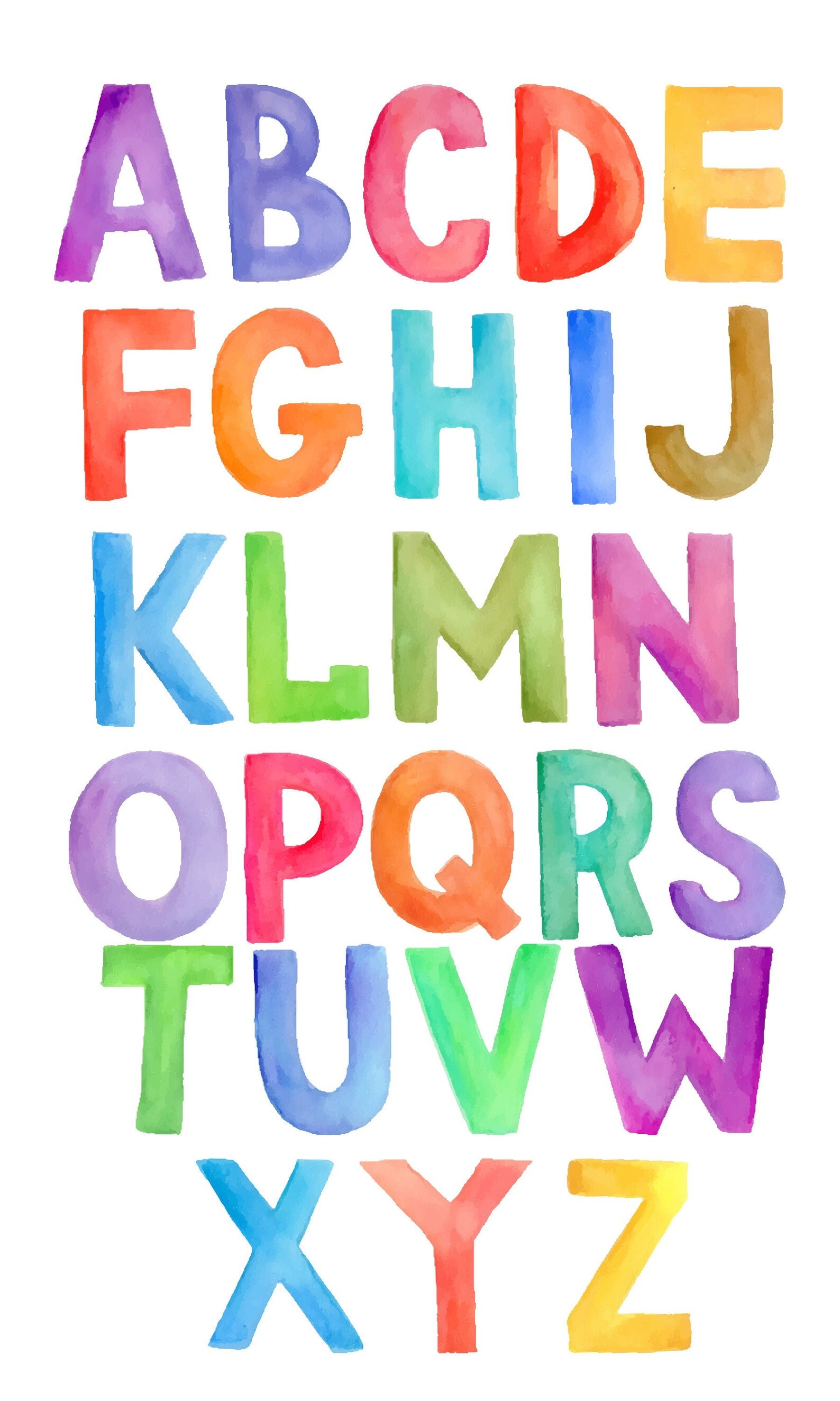 Watercolor Alphabet Poster - Etsy