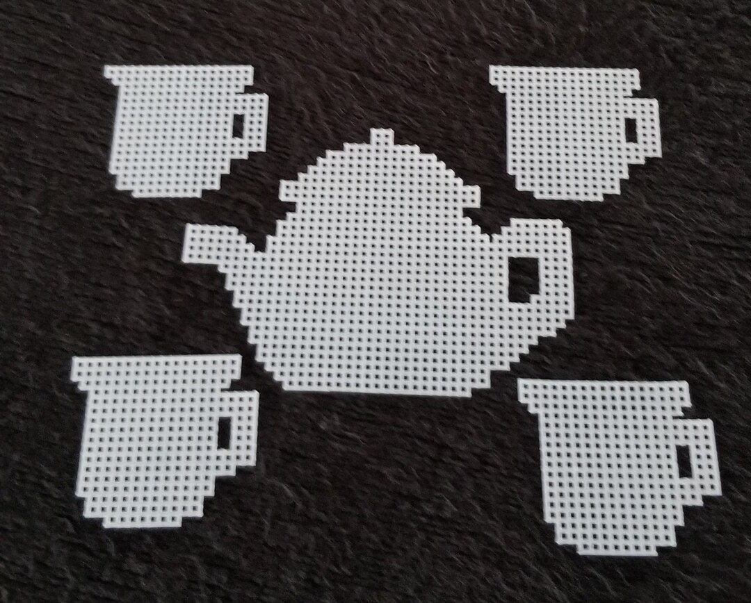 Teapot and Teacup Set, 5 Pieces, Plastic Canvas Cutout Shape ...