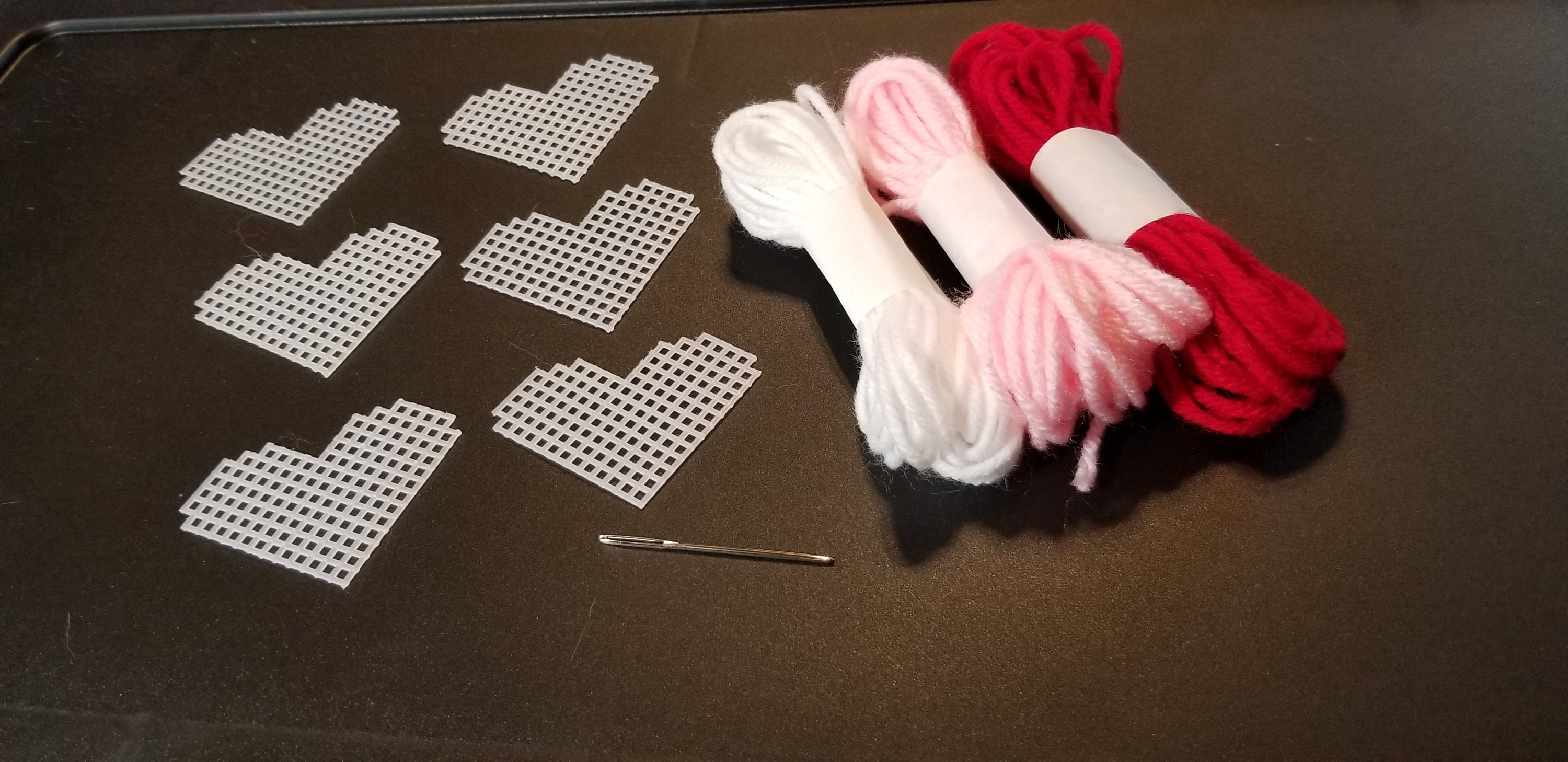 Heart Shapes Plastic Canvas Kit, Includes Yarn, Precut Shapes, and ...