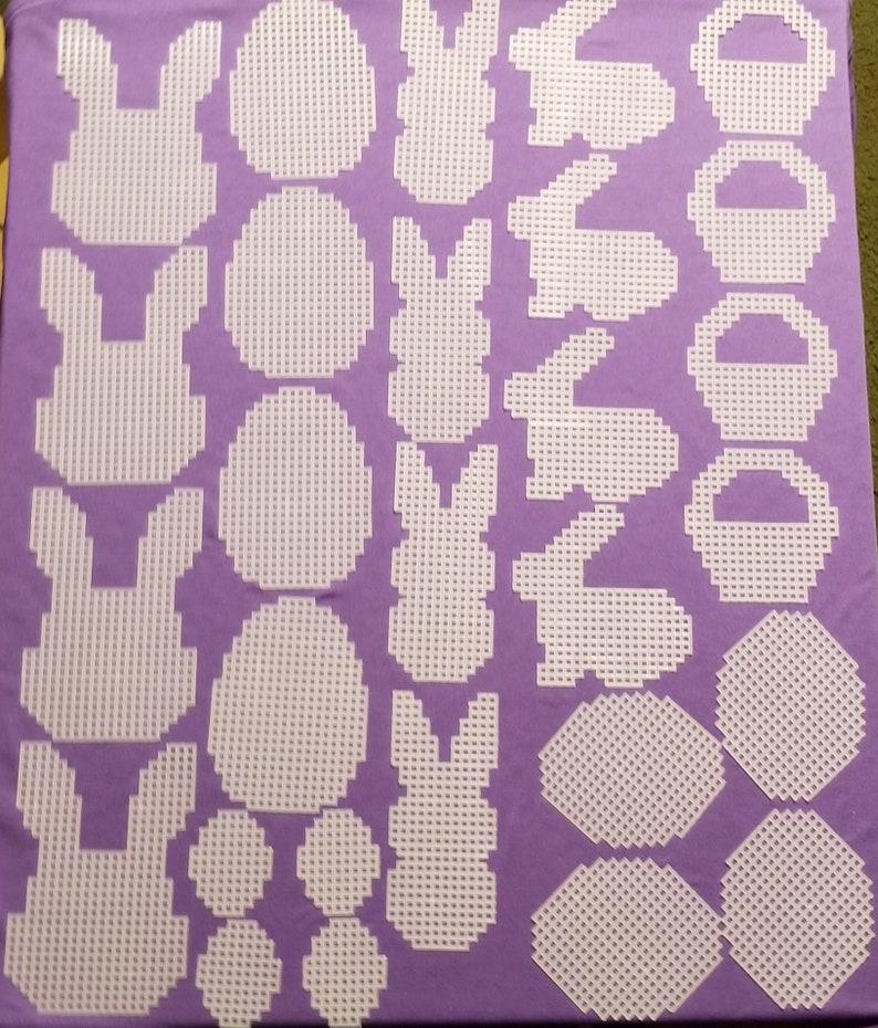 28 Piece Easter Plastic Canvas Precut Shapes Easter/spring Baskets, 3 ...