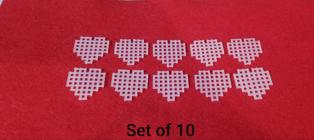 Set of 10 Mini Hearts, Plastic Canvas Shapes, Precut Shape, Needlepoint ...