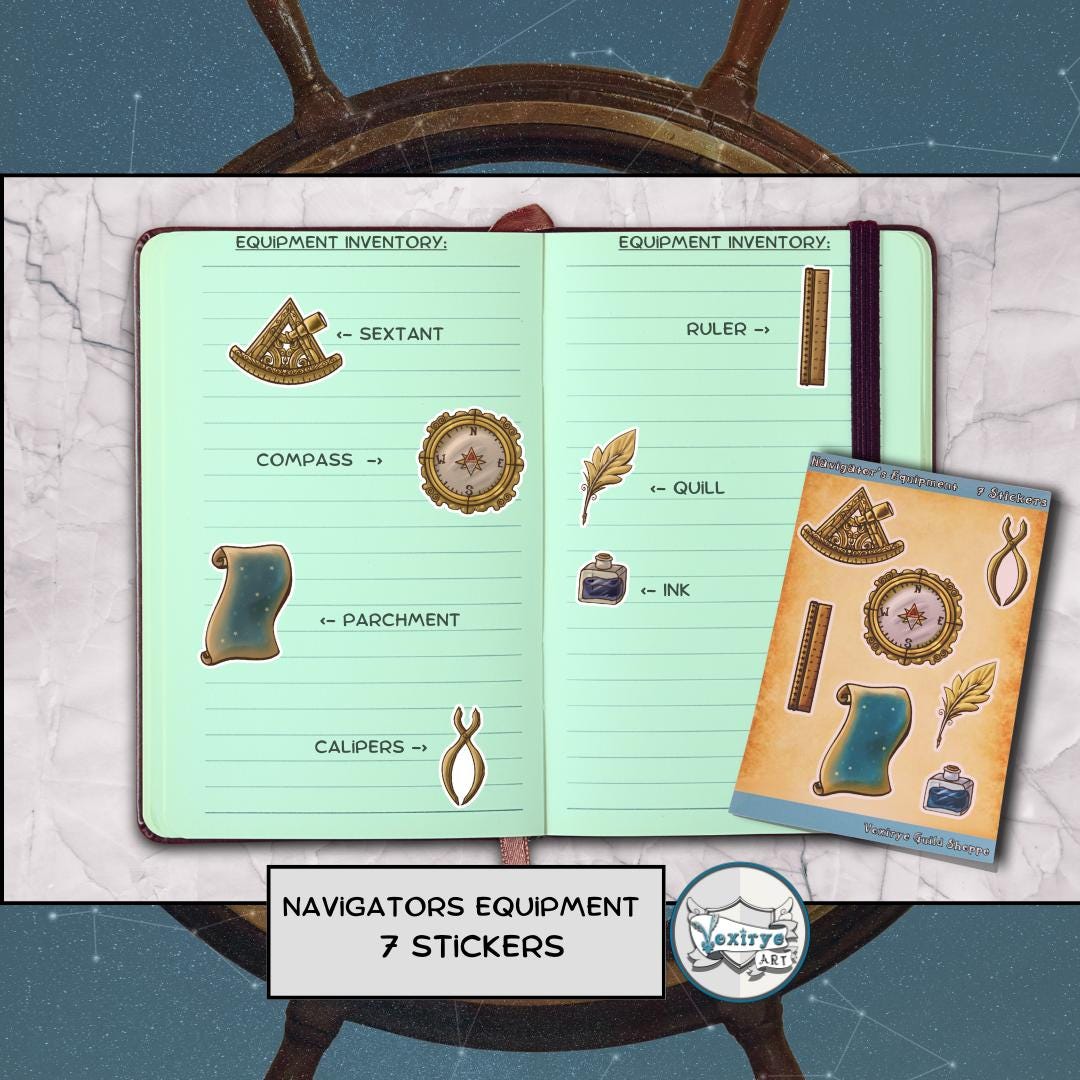 Navigator Equipment Sticker Sheet Gift for Friend Fantasy Gift for Role ...