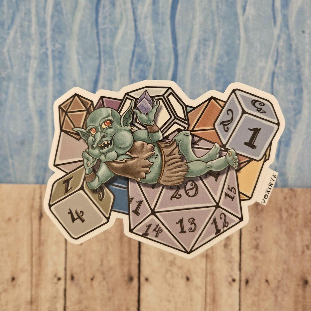 Goblin Dice Hoard Sticker Dungeon and Dragon Gift for Friend Fantasy ...