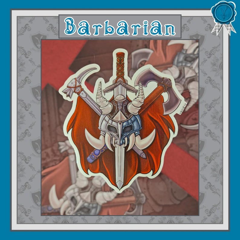 Barbarian Class Sticker Dungeon and Dragon Gift for Friend Fantasy Gift ...