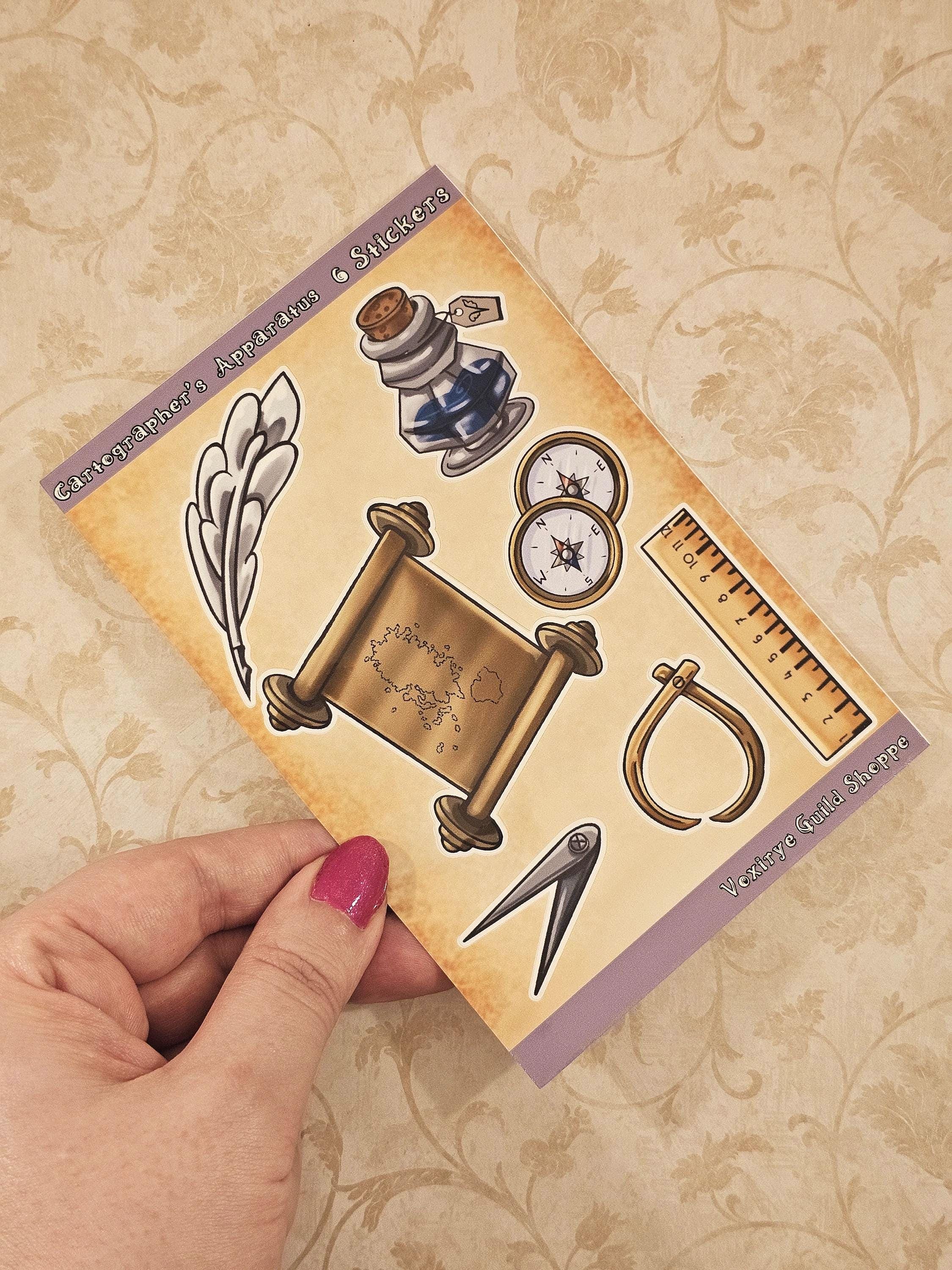 Cartographer Apparatus Sticker Sheet Gift for Friend Fantasy Gift for ...