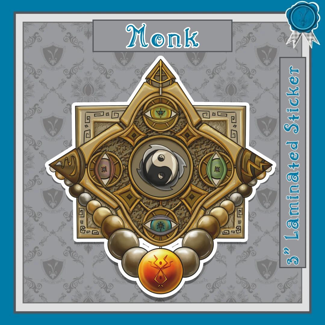 Monk Class Sticker Dungeon and Dragon Gift for Friend Fantasy Gift for ...